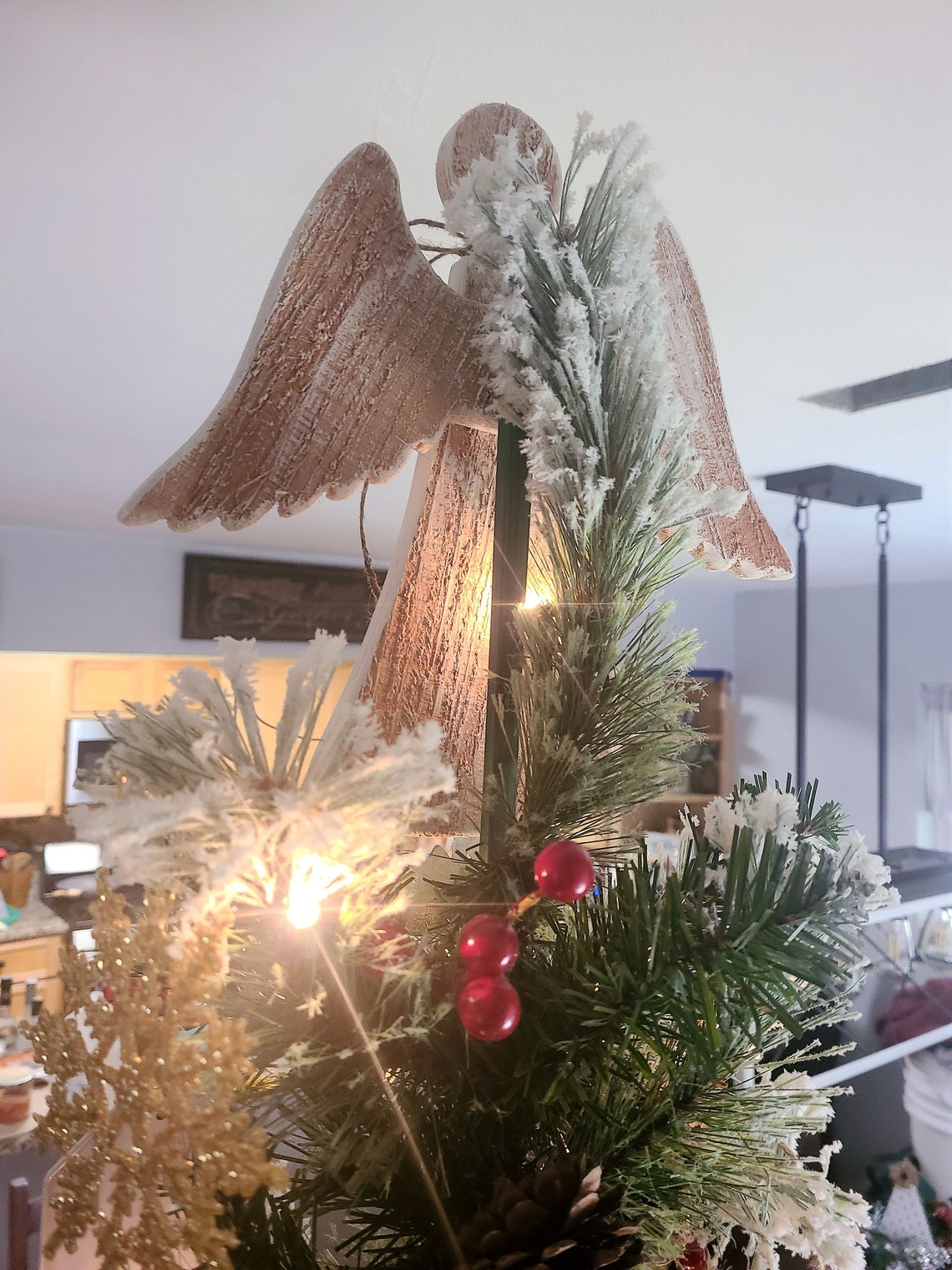 Angel Christmas Tree Topper Rustic Wood Angel Wooden Angel - Etsy