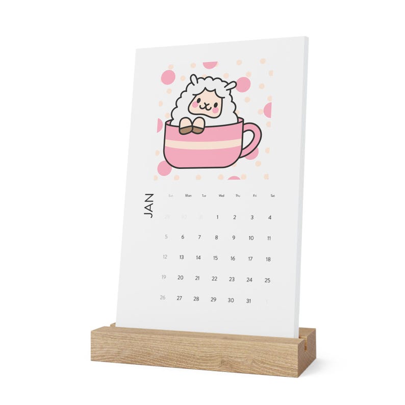 Desk Calendar, Adorable Cute Kawaii Animals Design, Wall Calendar ...