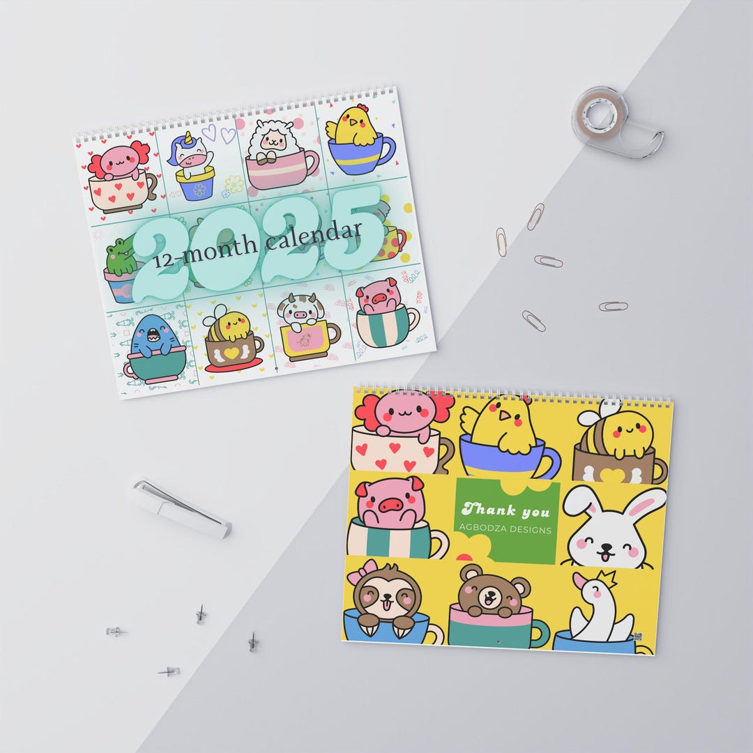 Wall Calendars 2025, Cute Kawaii Animal Adorable, Cute Animal Calendar ...