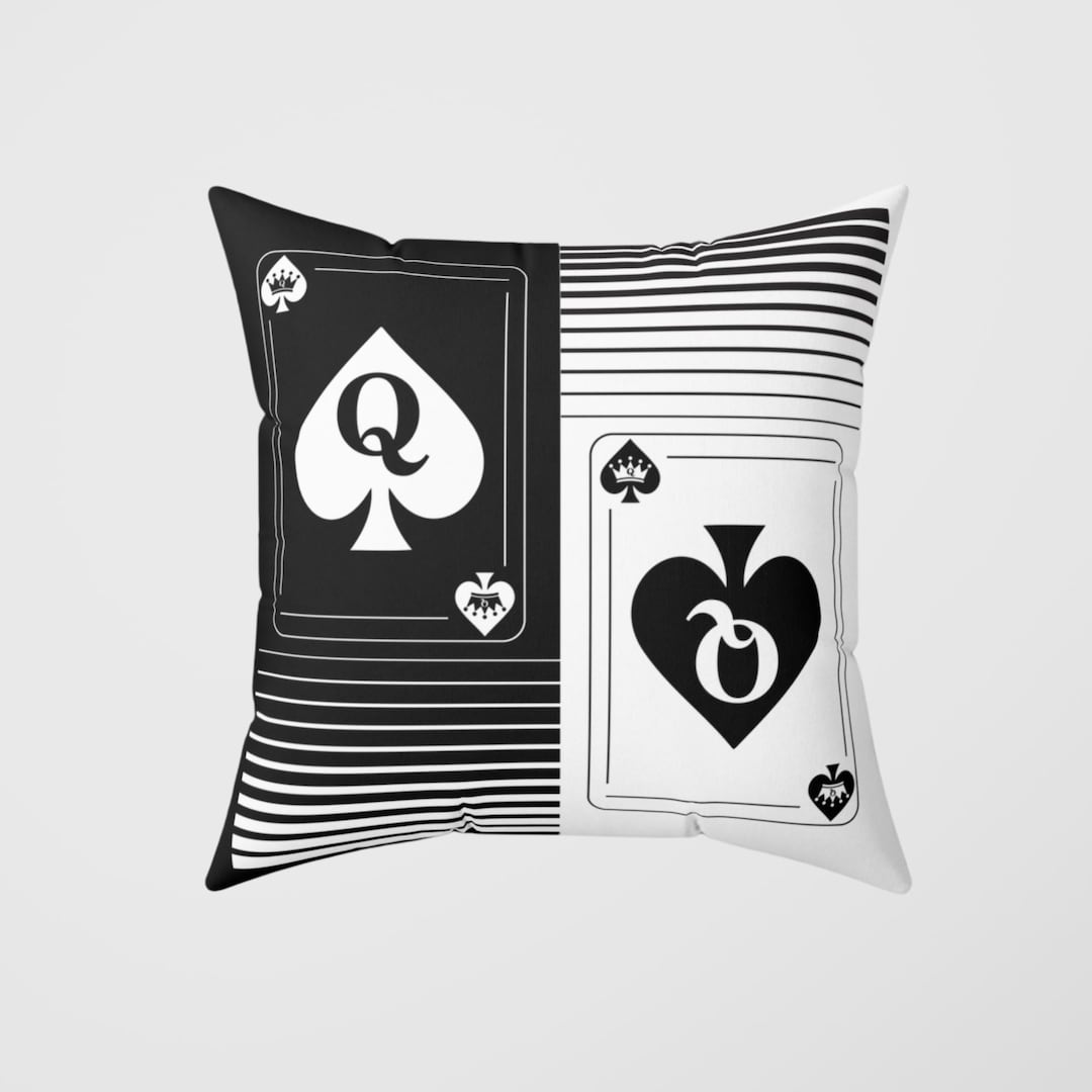 Black and White Queen of Spades Spun Polyester Square Pillow, Bedroom ...