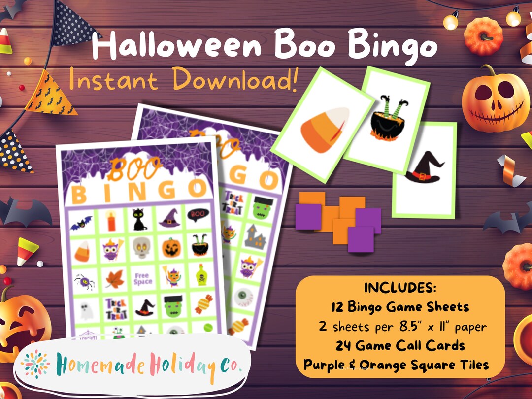 Halloween Boo Bingo - Digital Download, Party Games for Kids, Games for ...