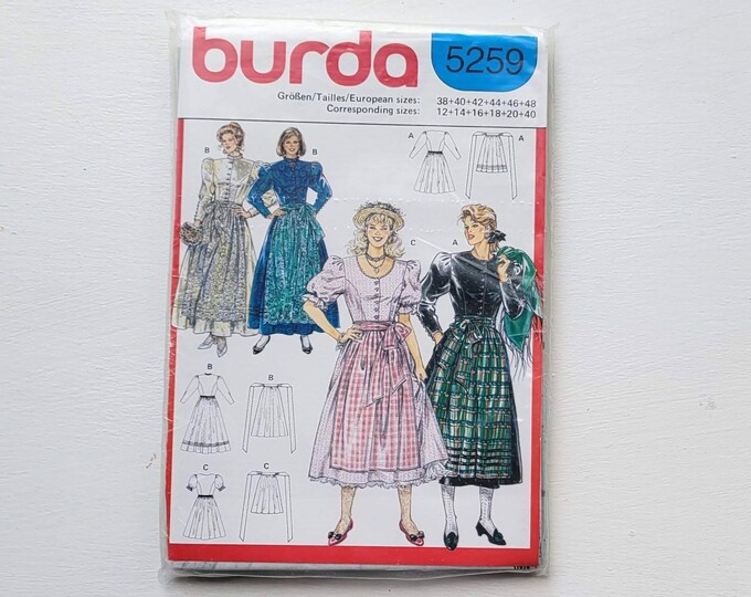 Vintage Burda 5259 Traditional Western European Dress With Fitted ...