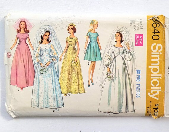 Vintage Simplicity 8640 Wedding & Bridesmaid Dress Pattern | Etsy
