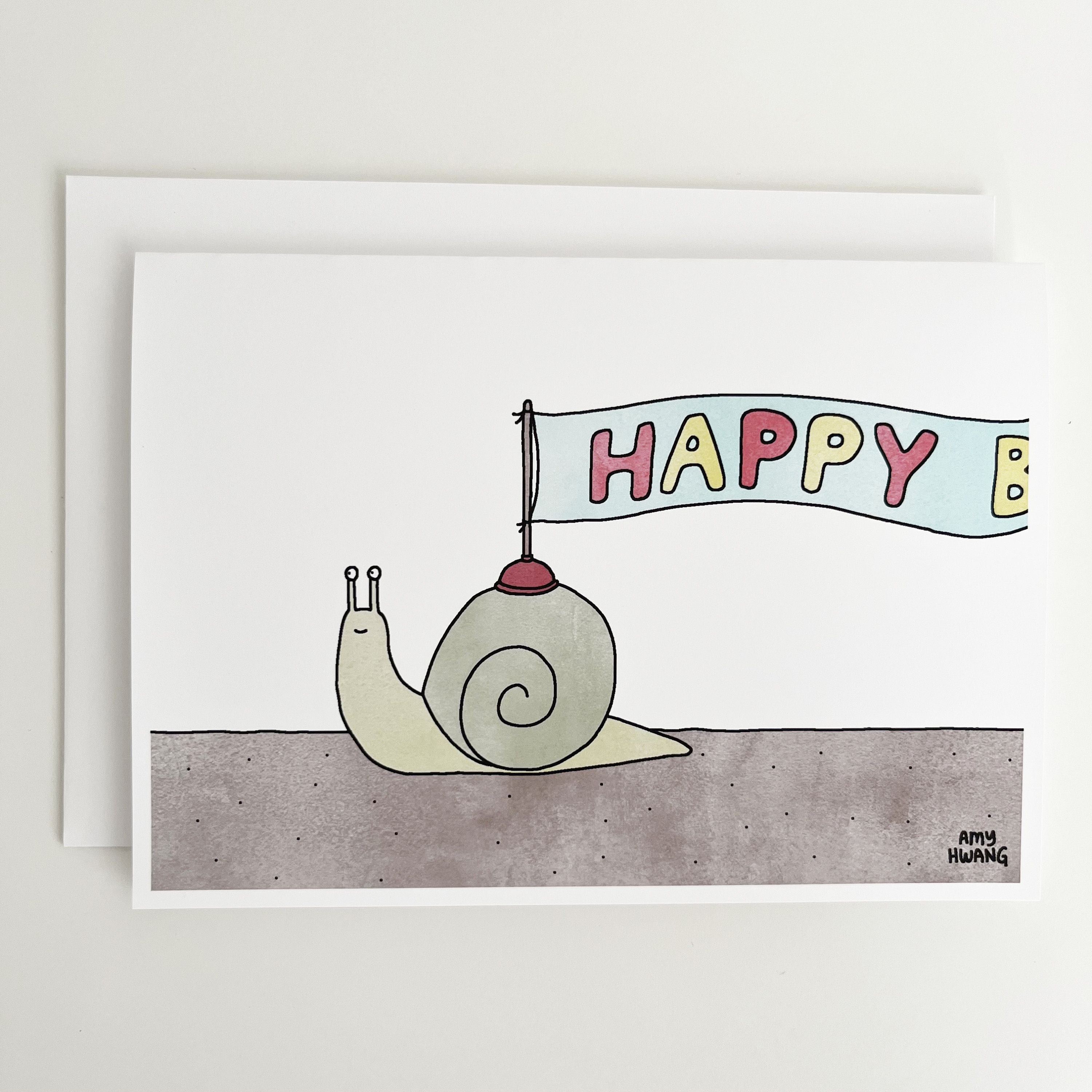 Belated Birthday Snail Card - 5x7 - Etsy