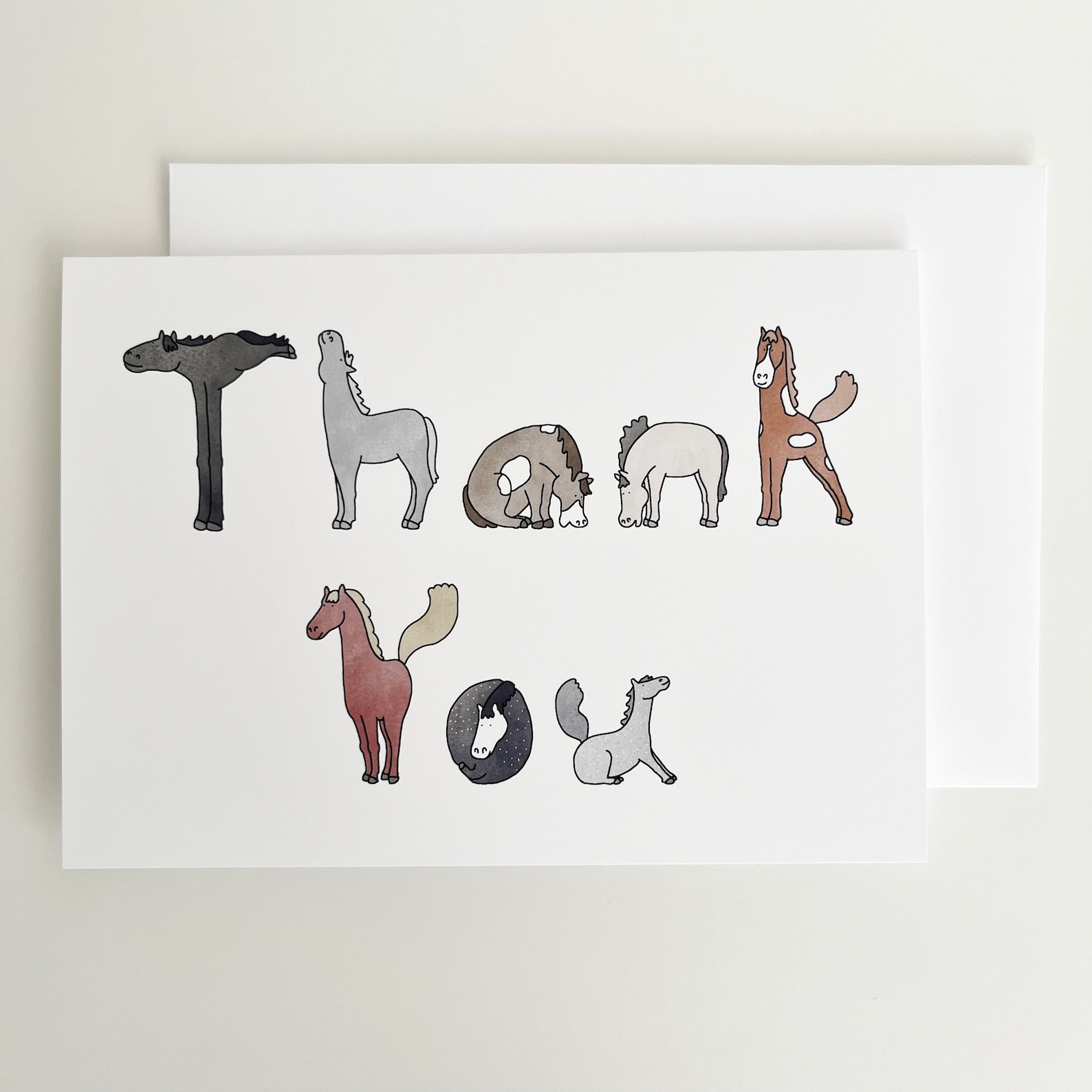Horse Letters Thank You Card - 5x7 - Etsy