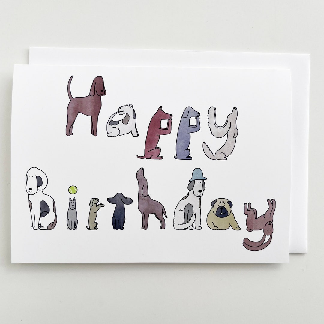 Dog Letters Birthday Card - 5x7 - Etsy