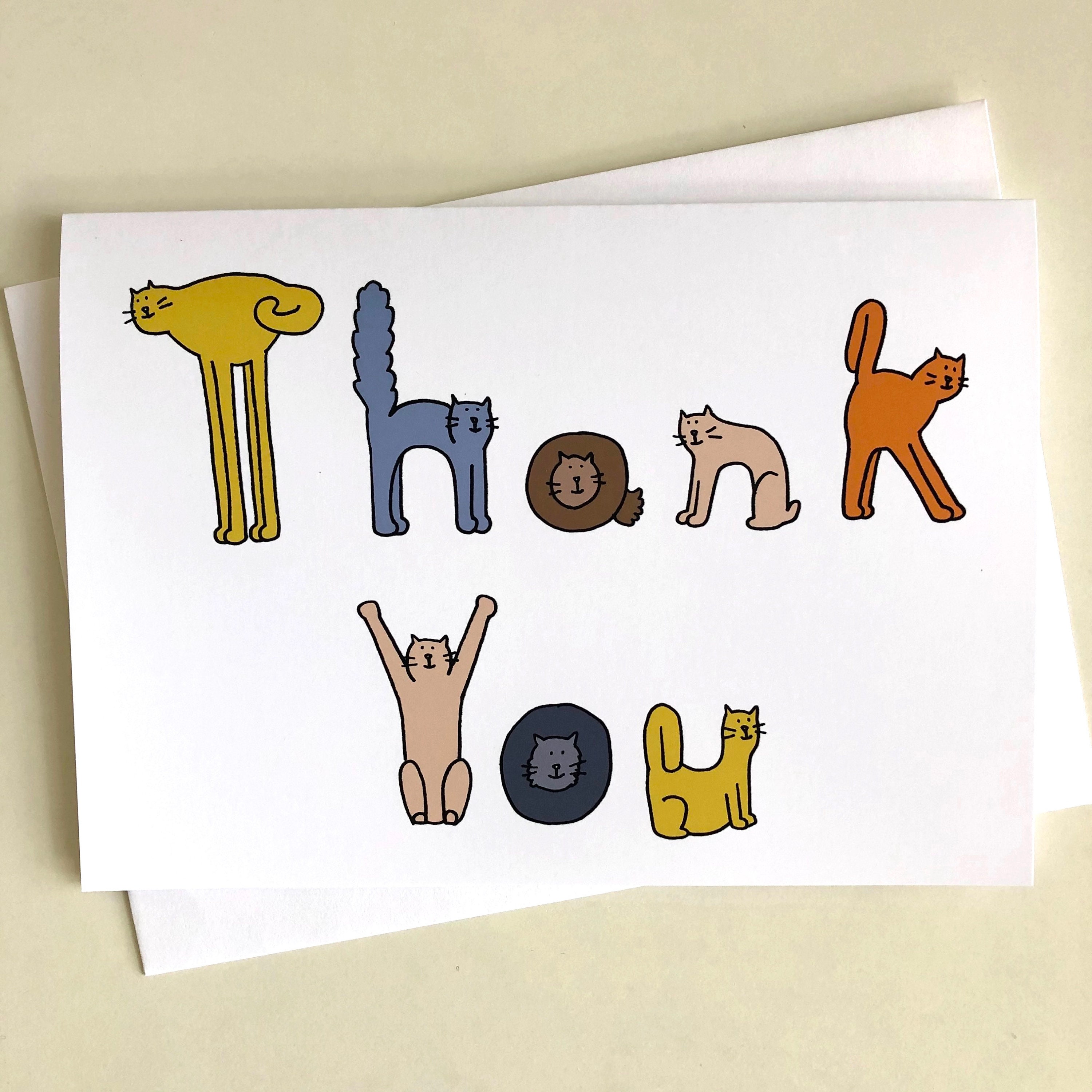 Cat Letters Thank You Card 5x7 - Etsy