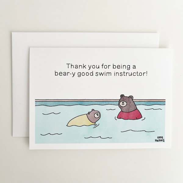 Swim Thank You Card - Etsy