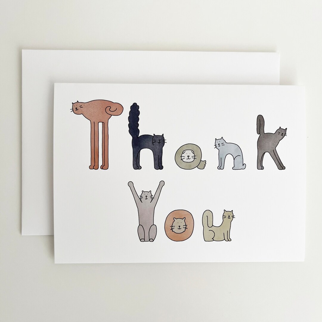 Cat Letters Thank You Card - 5x7 - Etsy