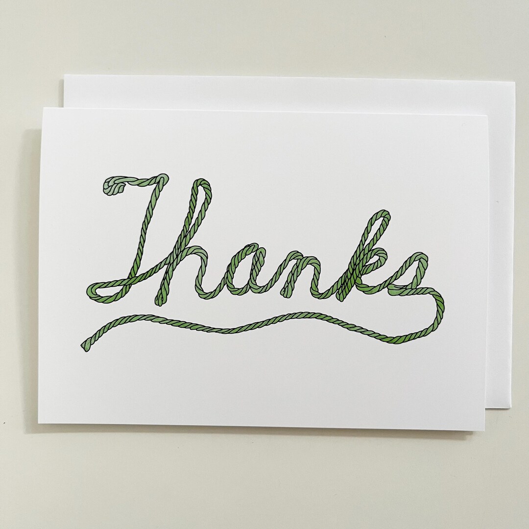 Knitting Yarn Thank You Card Green 5x7 - Etsy