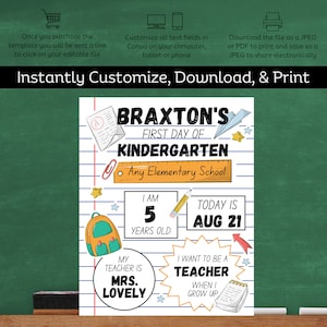 First Day of School Sign, Back to School Sign, Canva Back to School ...