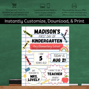 First Day of School Sign Template, Rainbow Back to School Sign Template ...