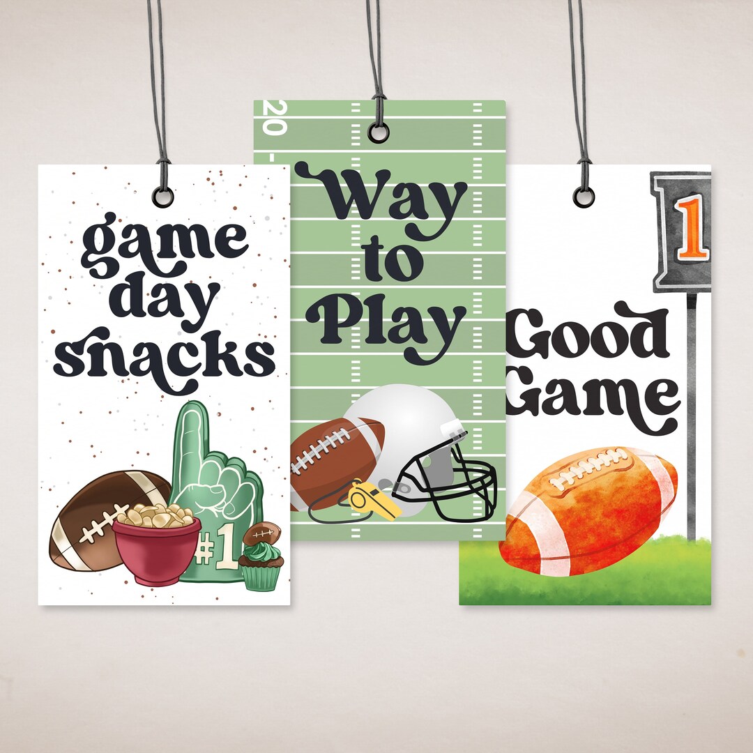 Football Snack Bag Tags: Team Sports Treat Printables (digital Download ...