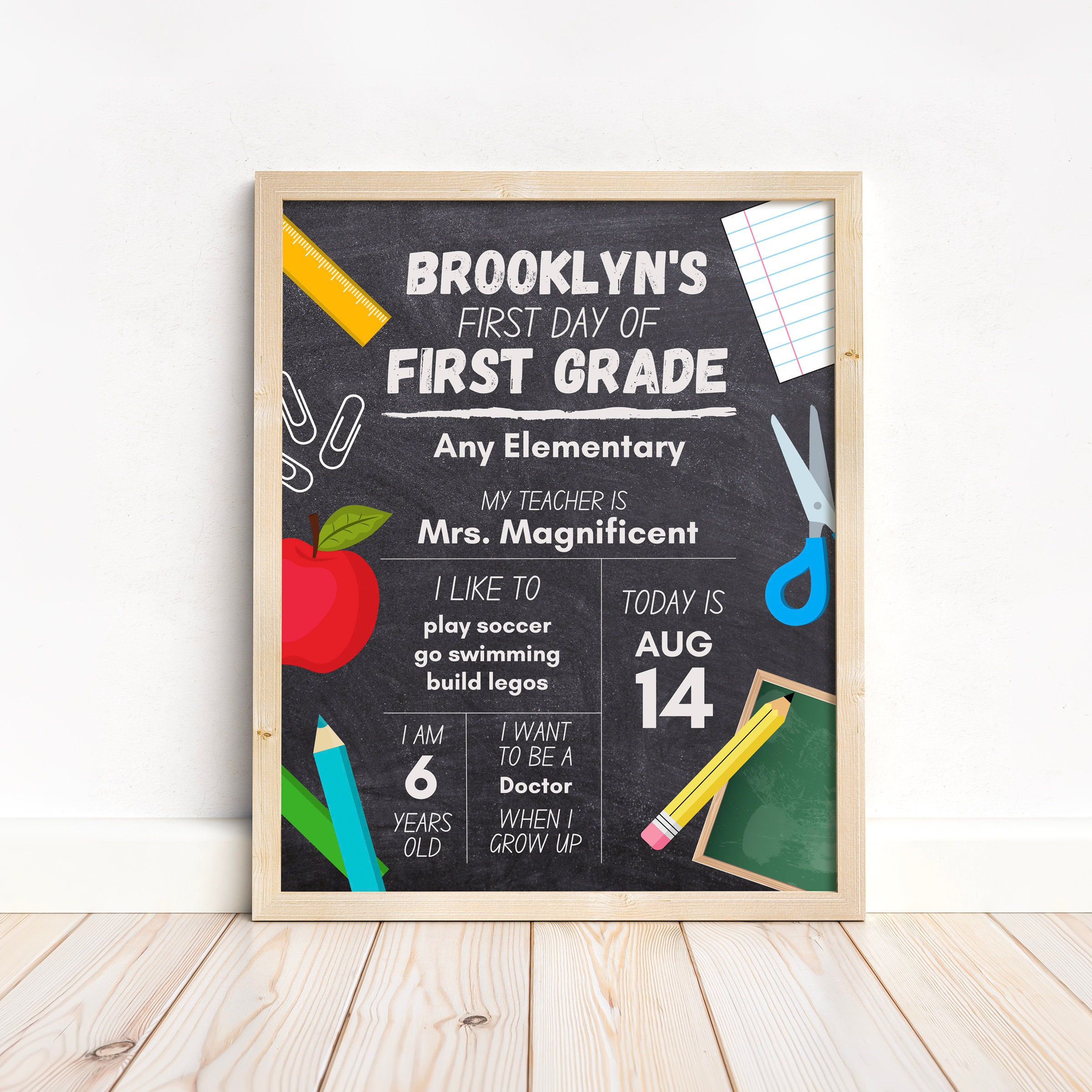 Editable First Day of School Sign: Canva Template (digital) - Etsy