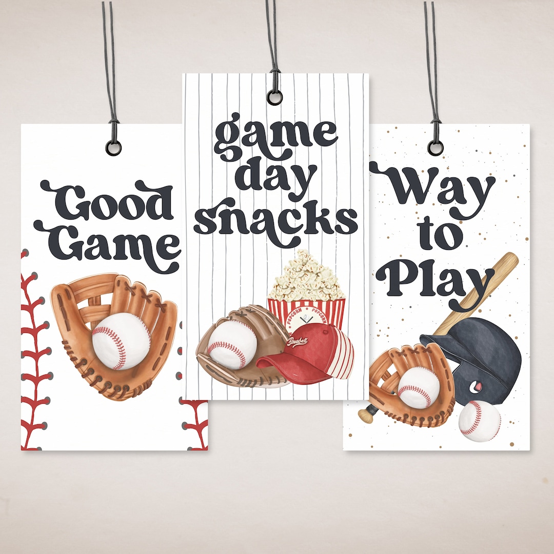 Baseball Snack Bag Tags, Sports Snacks, Team Snacks, 3 Baseball ...