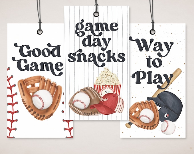 Baseball Favor Tags- Baseball Game Day Tags- Baseball Snack Tags ...