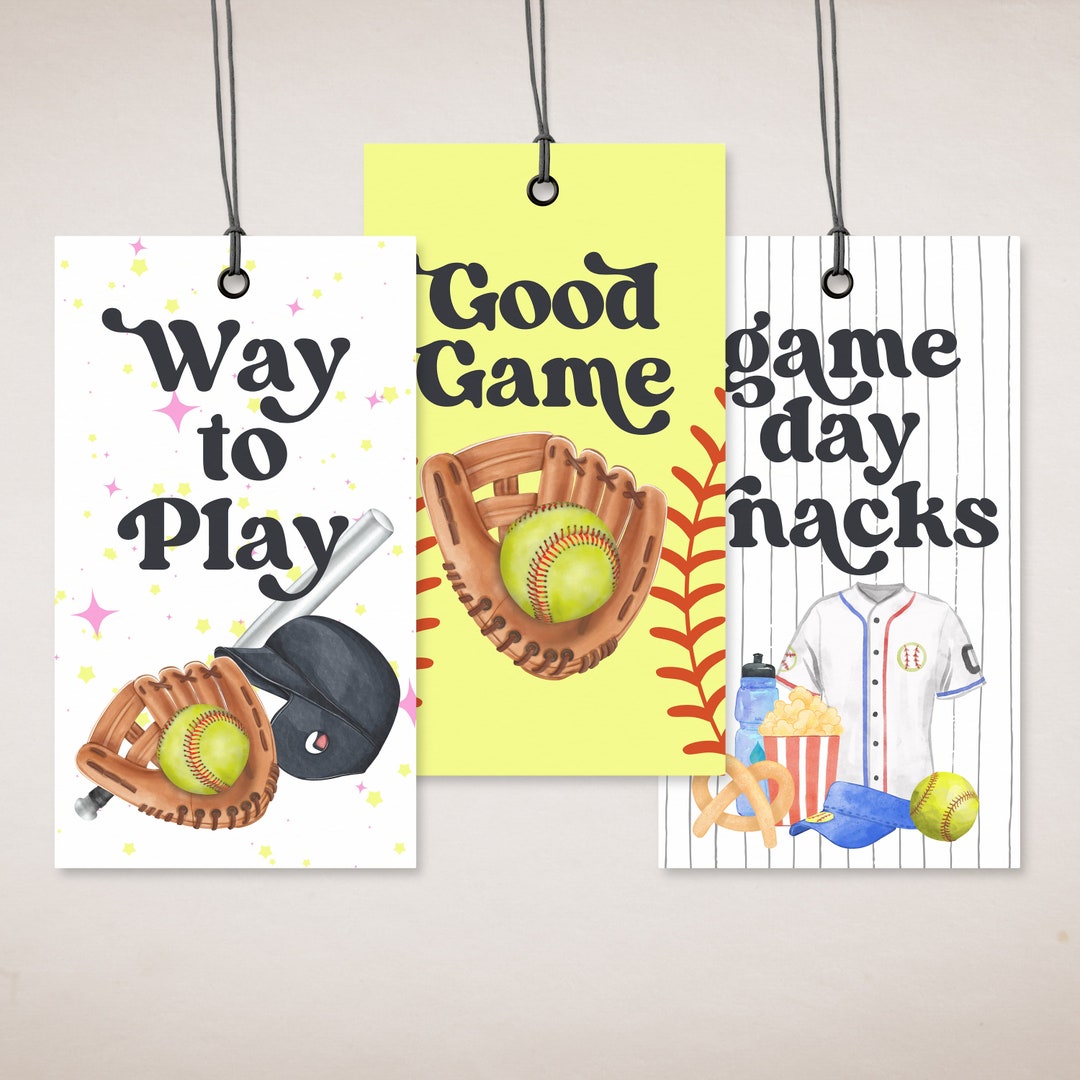 Softball Snack Bag Tags: Team Sports Treats (PDF) - Etsy