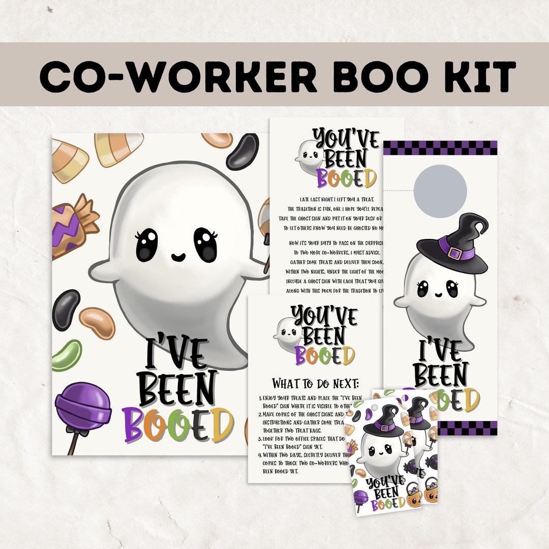 Co-worker You've Been Booed Printable Halloween Kit, Office Boo Sign ...