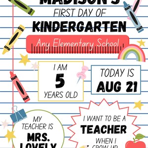 First Day of School Sign Template, Rainbow Back to School Sign Template ...