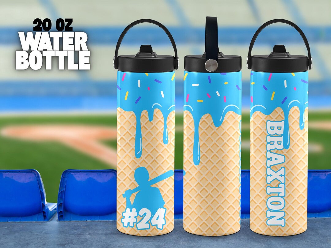 Personalized Baseball Water Bottle: 20oz Stainless Steel Tumbler With ...