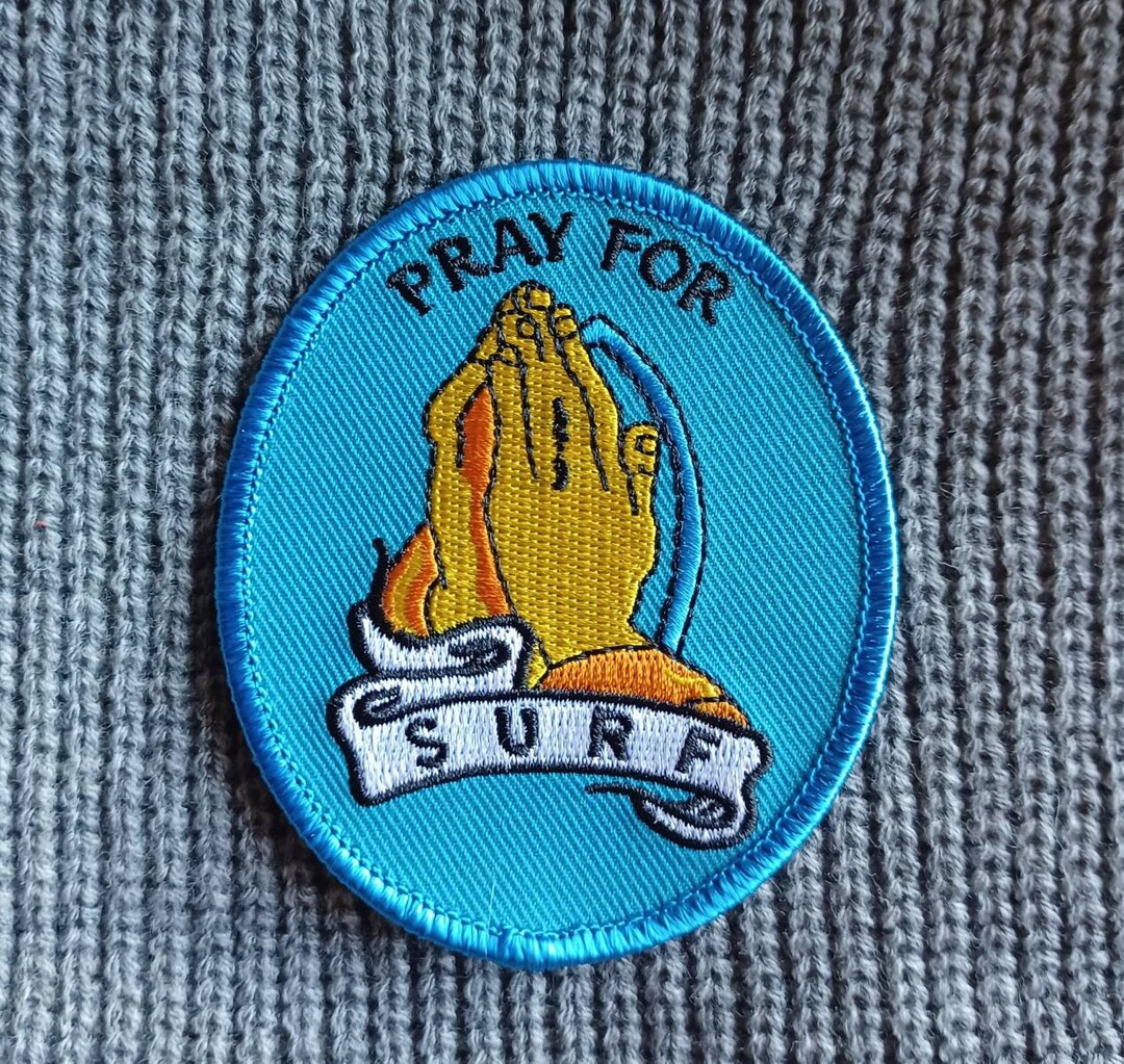 Surfer Patch "pray for Surf" Embroidered Iron on Patch 3" X 2 1/2" - Etsy