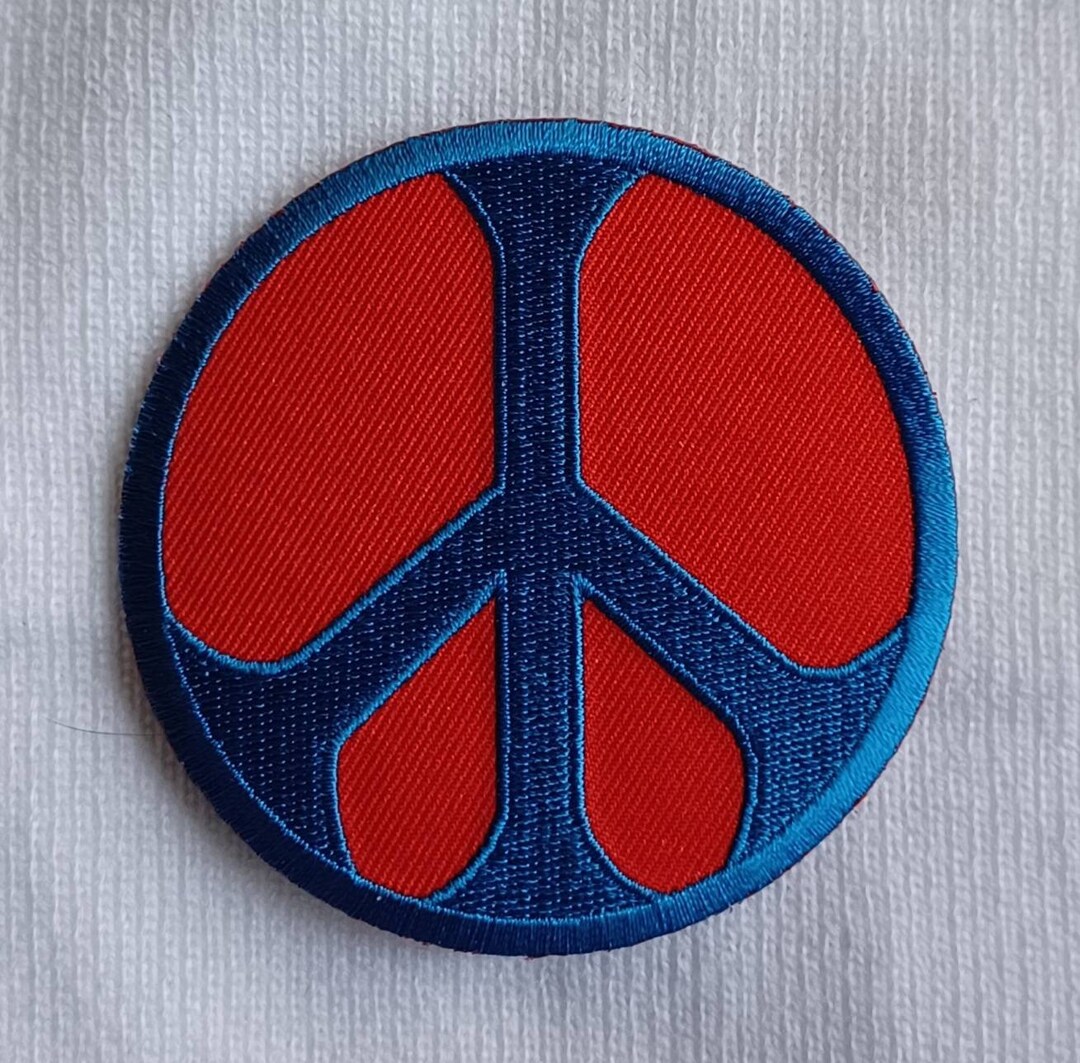 Peace Symbol Blue & Red Embroidered Iron on Patch 3 Inches - Etsy