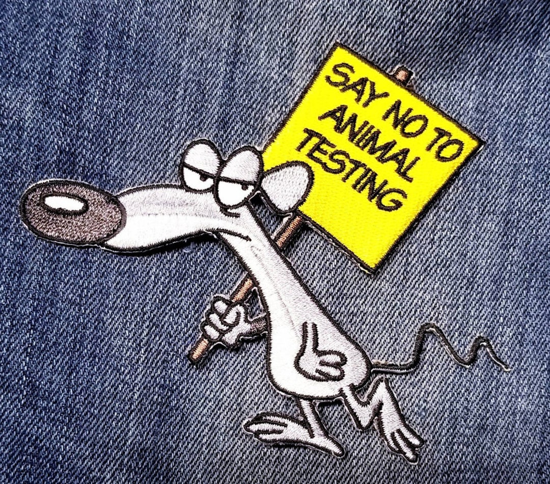 Animal Rights "say No to Animal Testing" Embroidered Iron-on Patch 4" X ...