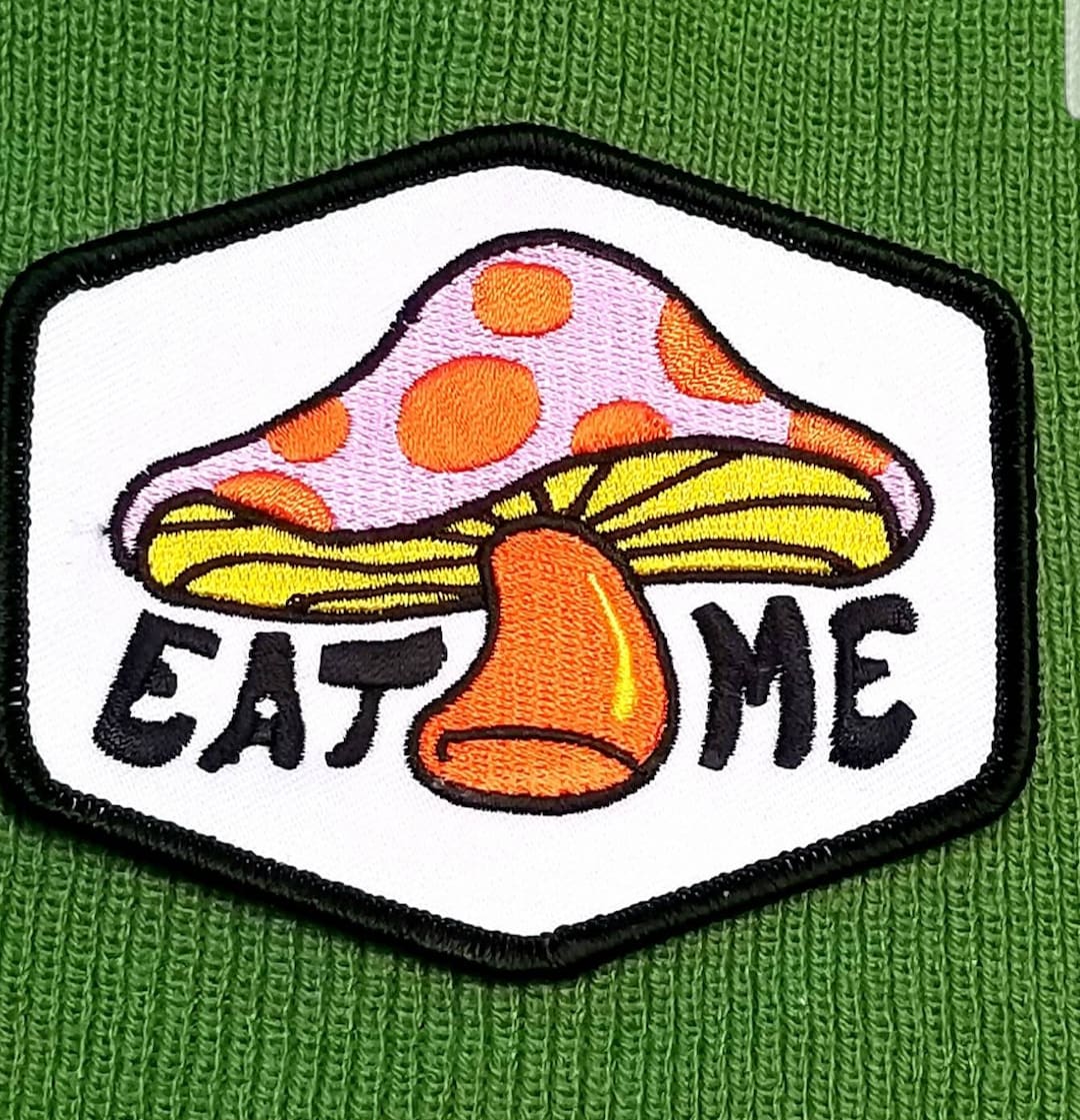 Vintage 1970's "eat Me" Mushroom Embroidered Iron on Patch 4" X 3" - Etsy