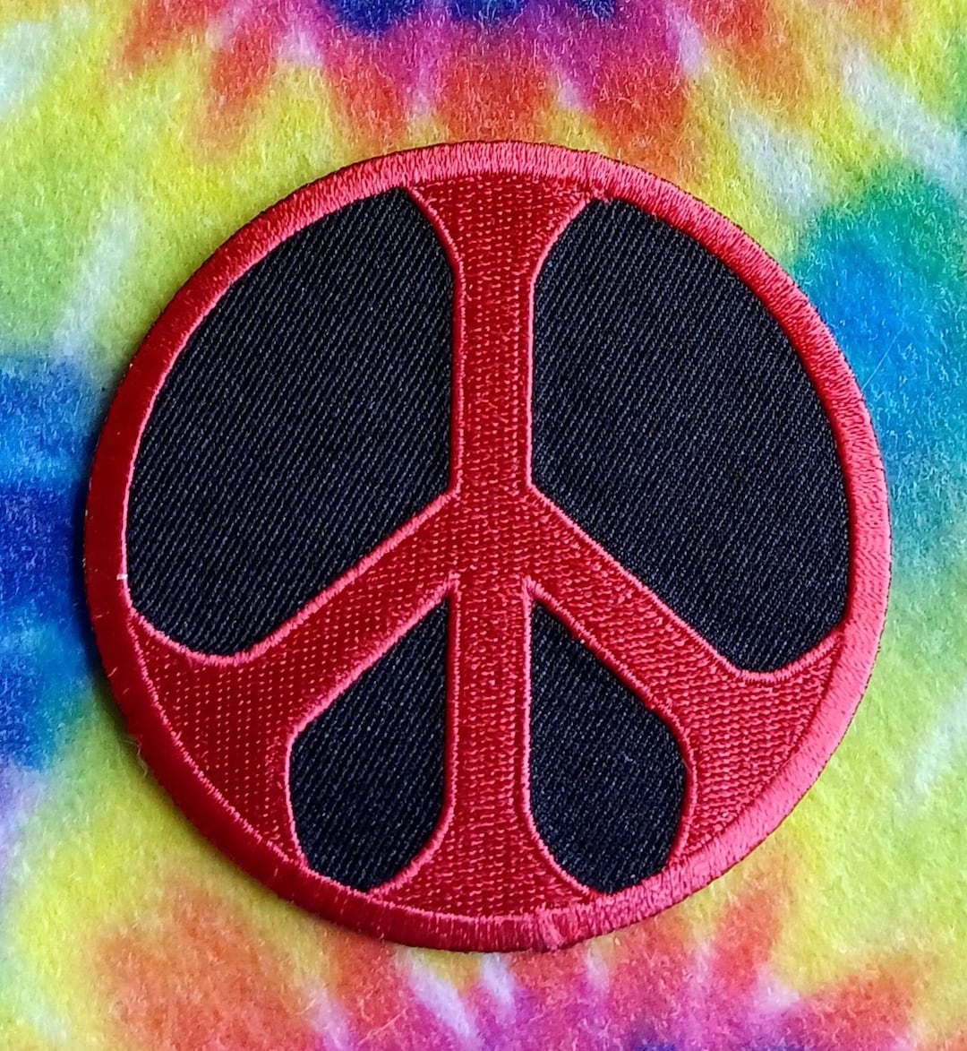 Peace Symbol Red & Black Embroidered Iron on Patch 3 Inches - Etsy