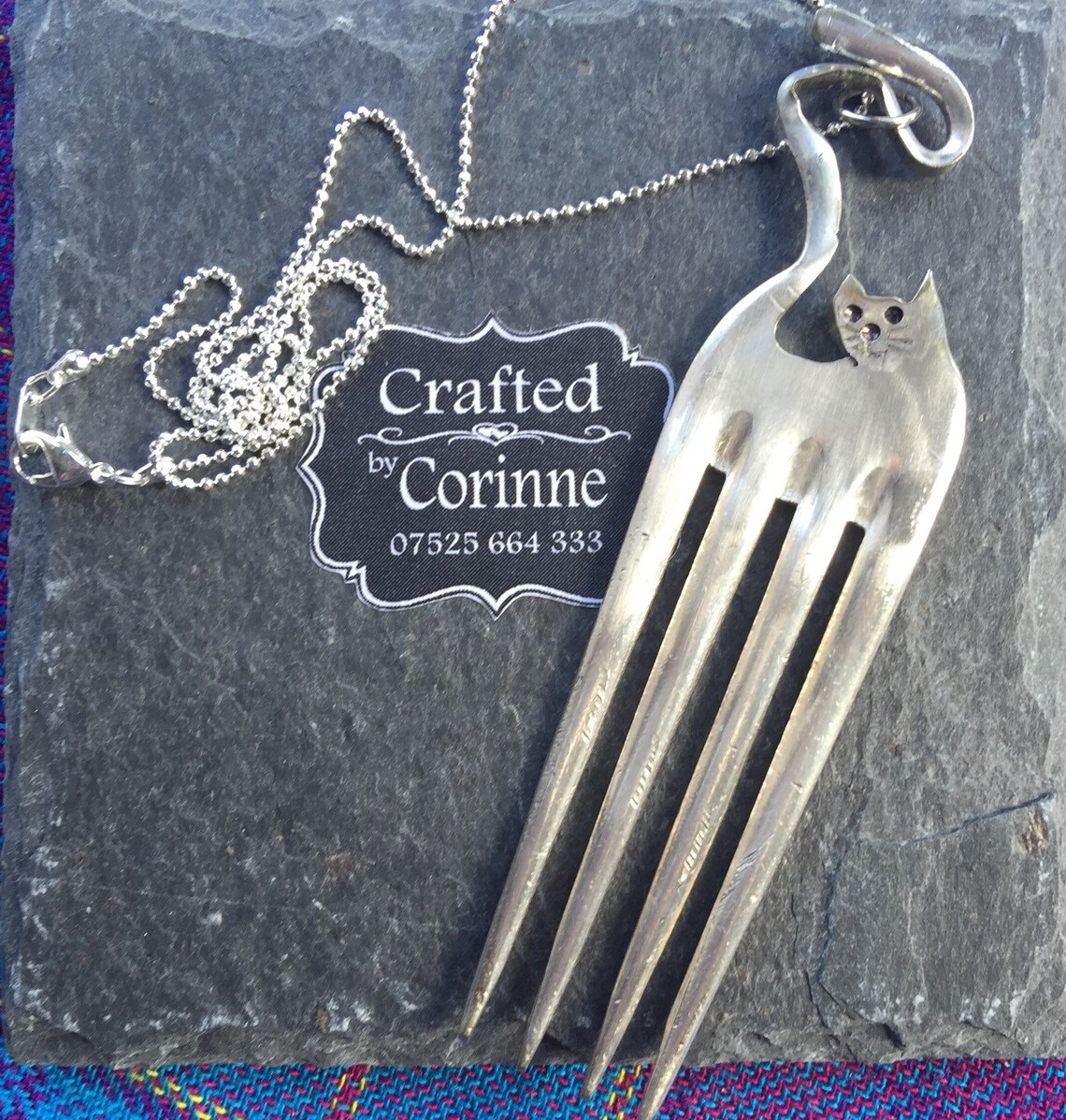 Cat necklace made from a fork | Etsy