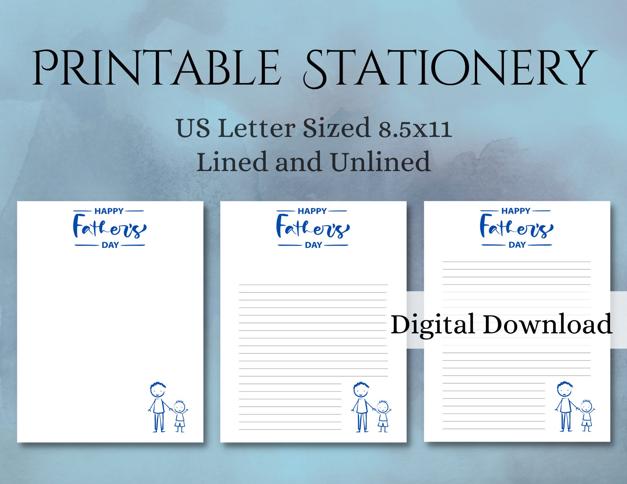 Printable Father's Day, US Letter Size, Letterhead, Lined & Unlined ...