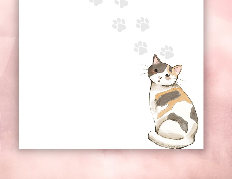 Printable Cat Stationery, US Letter Size, Letterhead, Lined & Unlined ...