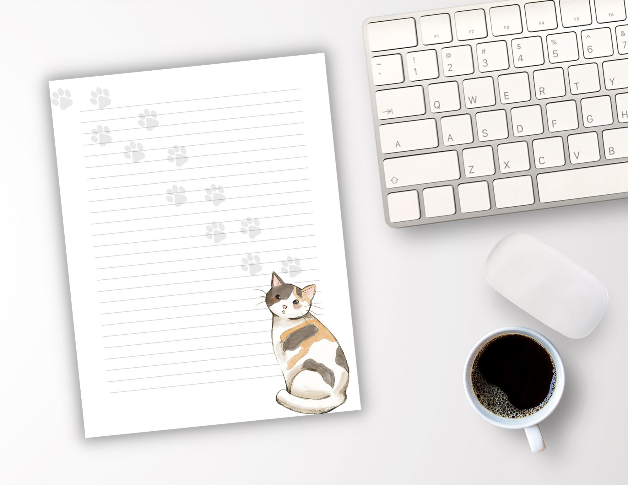 Printable Cat Stationery, US Letter Size, Letterhead, Lined & Unlined ...
