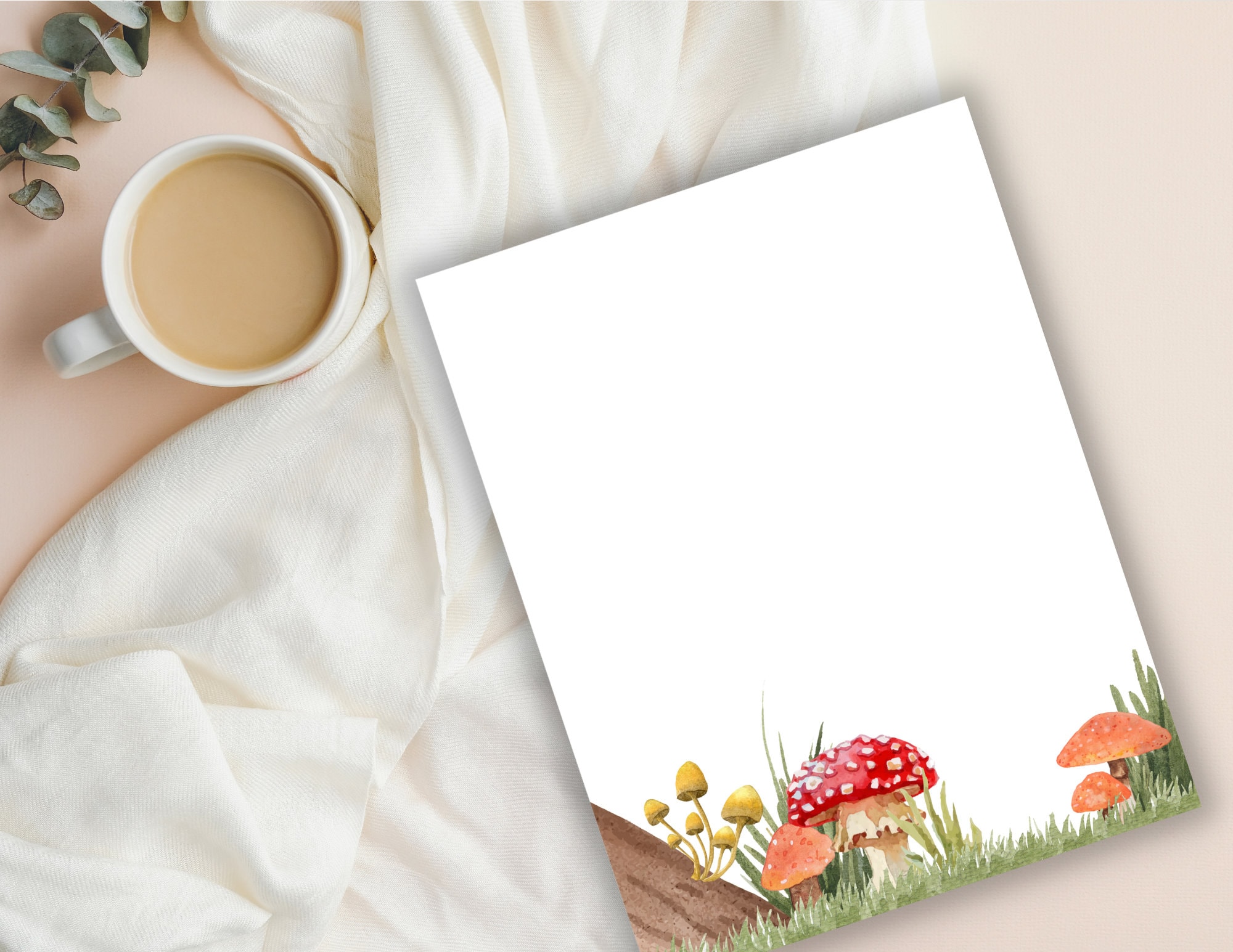 Printable Mushroom Stationery, US Letter Size, Letterhead, Lined ...