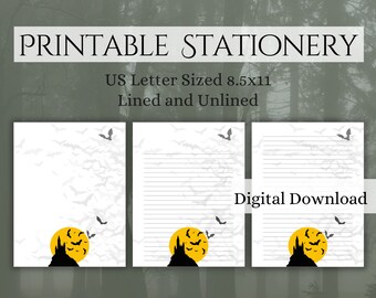 Printable Pumpkins Fall Stationery, US Letter Size, Letterhead, Lined ...