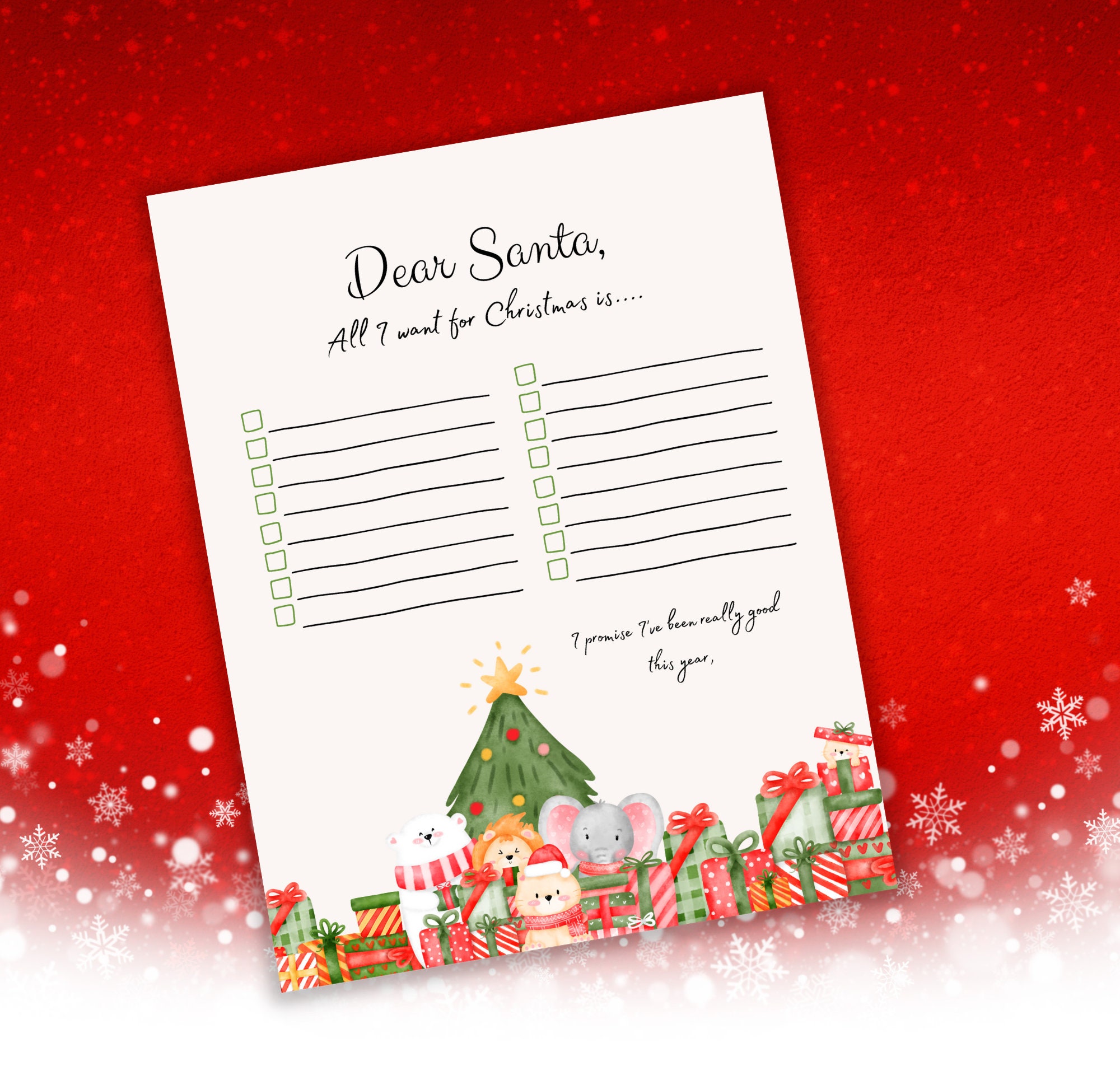 Printable Dear Santa Letter, Christmas Wishlist, Gifts, US Letter Size ...