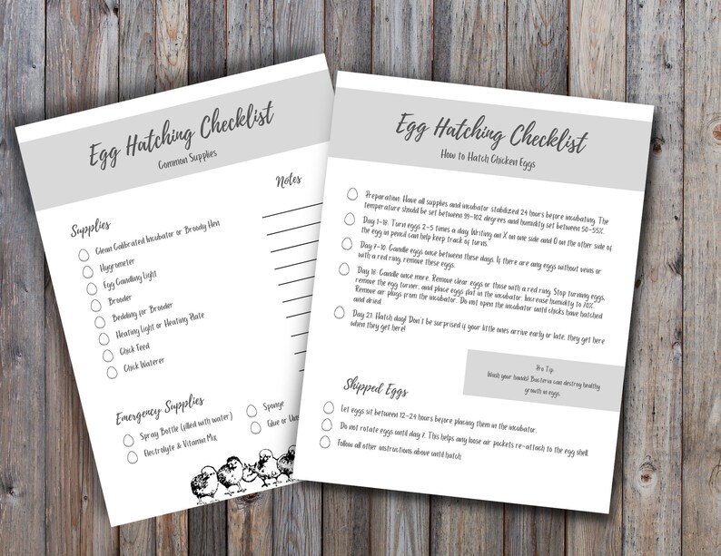 Gray Printable Egg Hatching Checklist, Egg Hatching Calendar, Egg ...