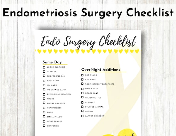 Endo Surgery Checklist Endometriosis Surgery Checklist - Etsy