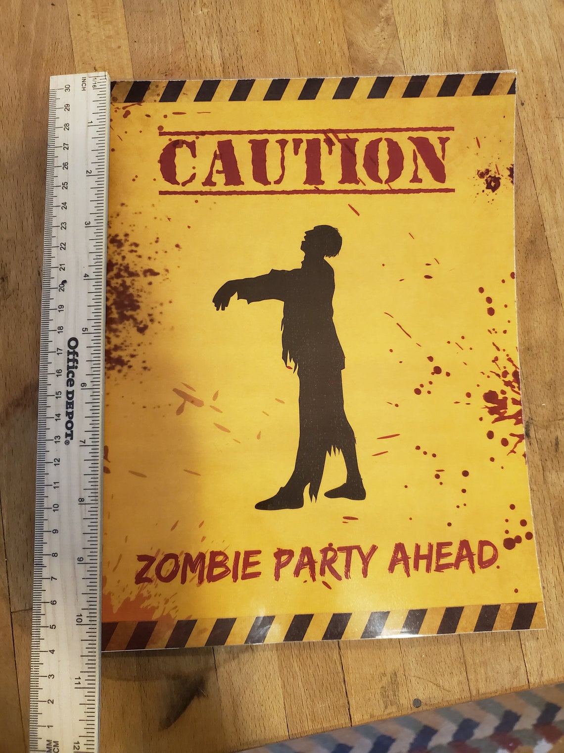 Printable Zombie Caution Sign, Halloween Party Ahead Sign, Zombie Party ...
