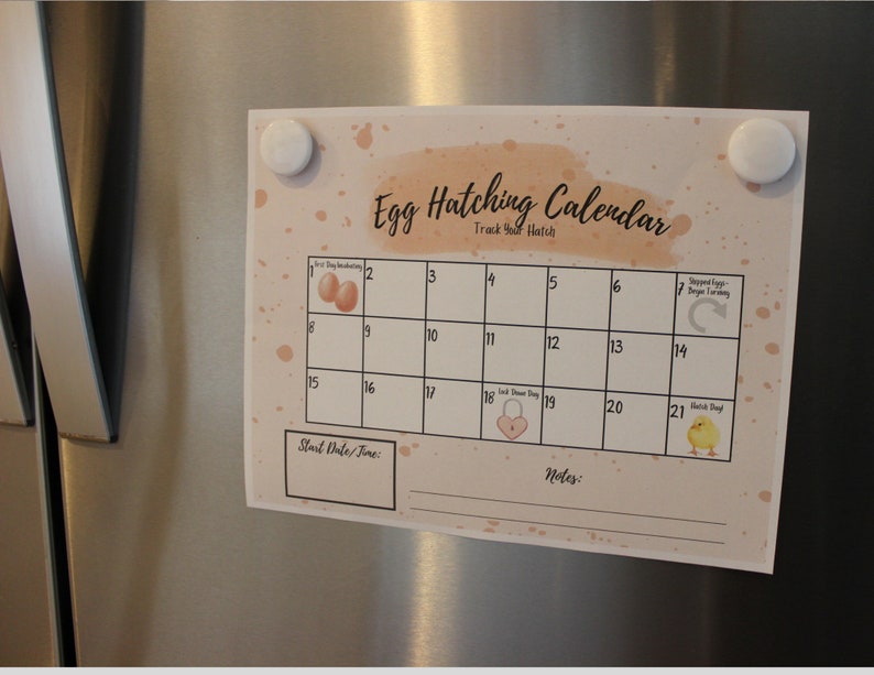 Peach Printable Egg Hatching Checklist, Egg Hatching Calendar, Egg ...