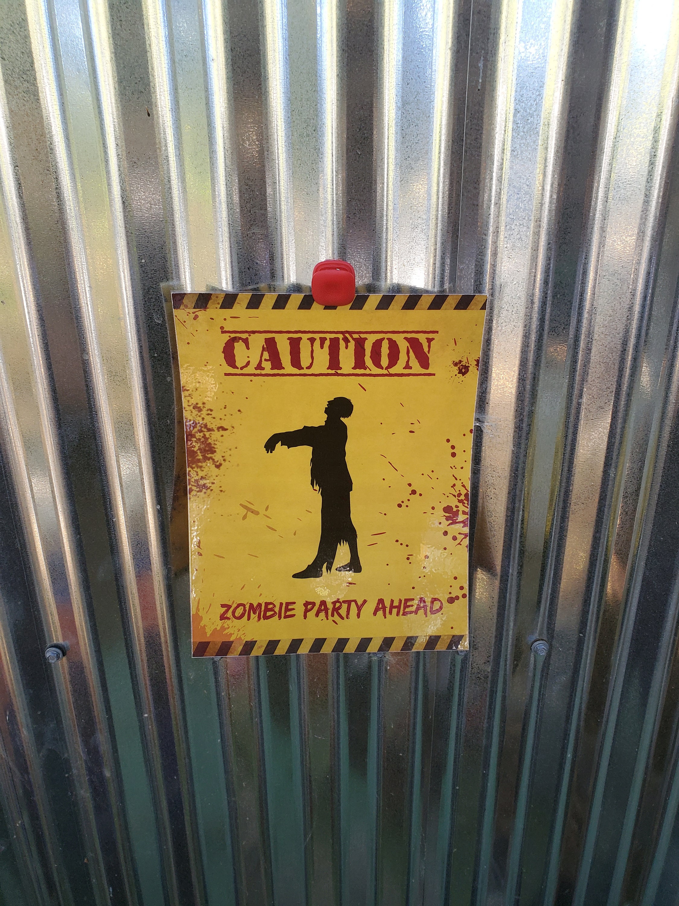 Laminated Zombie Caution Sign Halloween Party Ahead Sign - Etsy