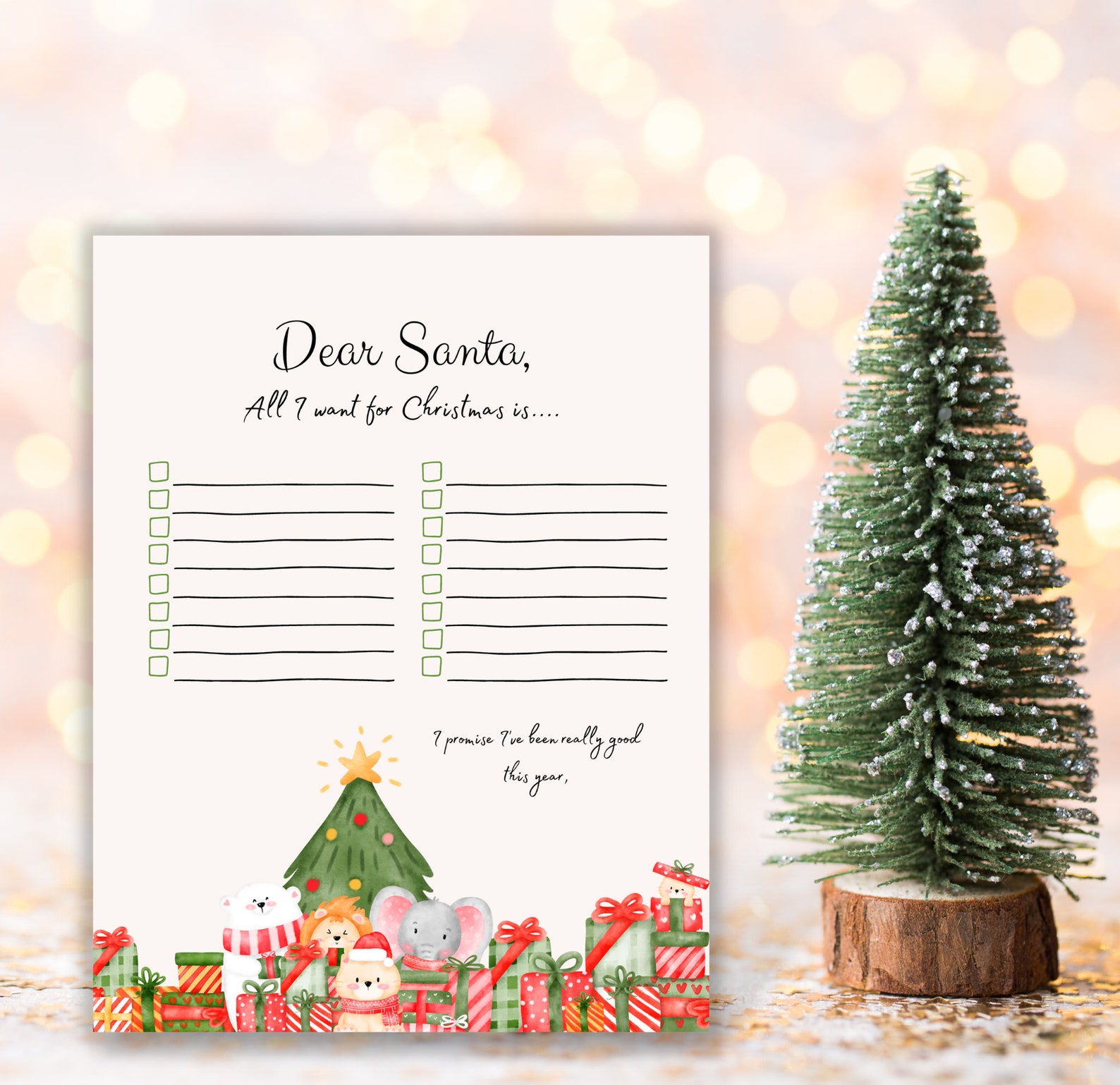 Printable Dear Santa Letter, Christmas Wishlist, Gifts, US Letter Size ...