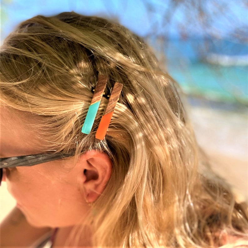 Wooden Hair Clips Acryl Wood Hair Clips BOHO Chic Hair | Etsy