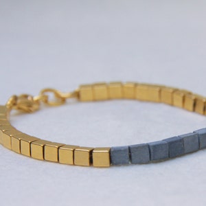 Concrete Cube Bracelet, Gold / Silver Minimalist Gormet Bracelete, Tiny ...