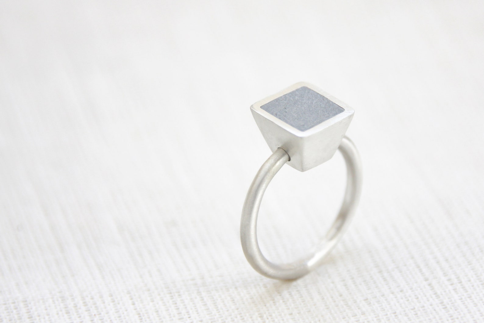 Square Cone Shape Silver Concrete Ring Design by Hadas Shaham - Etsy