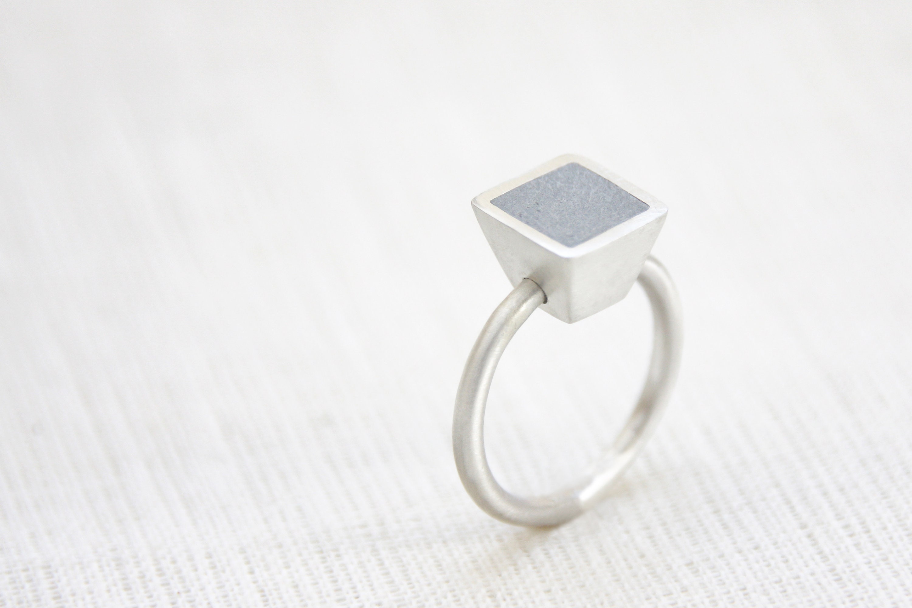Square Cone Shape Silver Concrete Ring Design by Hadas Shaham - Etsy