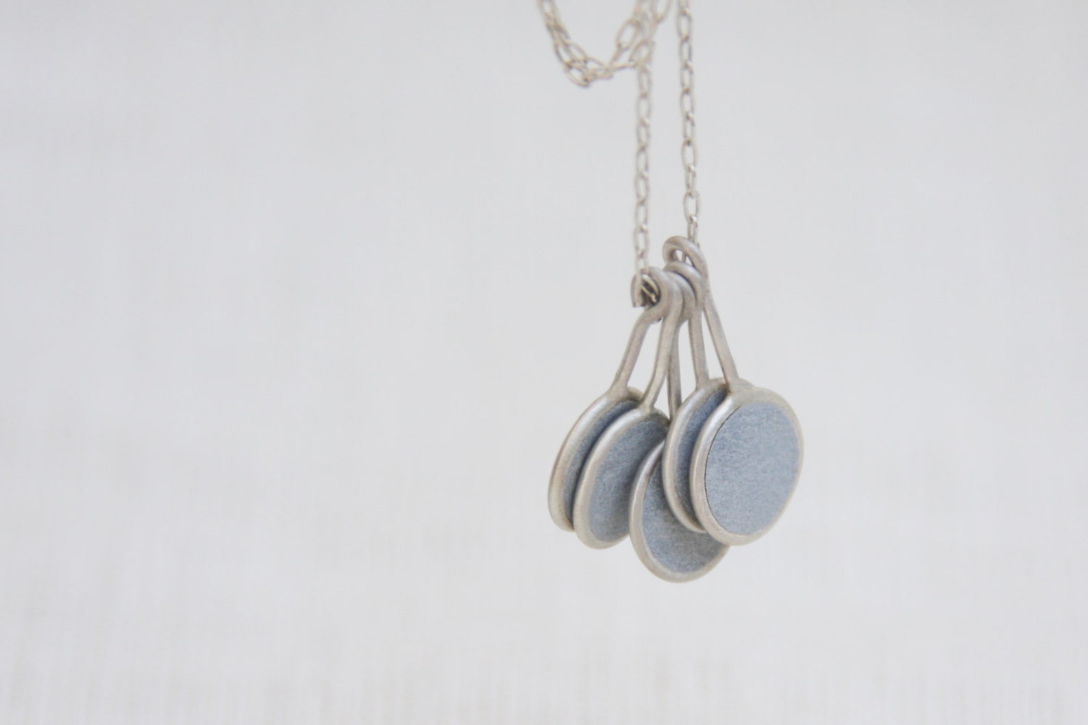 Multi Pendant Necklace Silver Discs, 5 Round Concrete Dainty Pendants ...