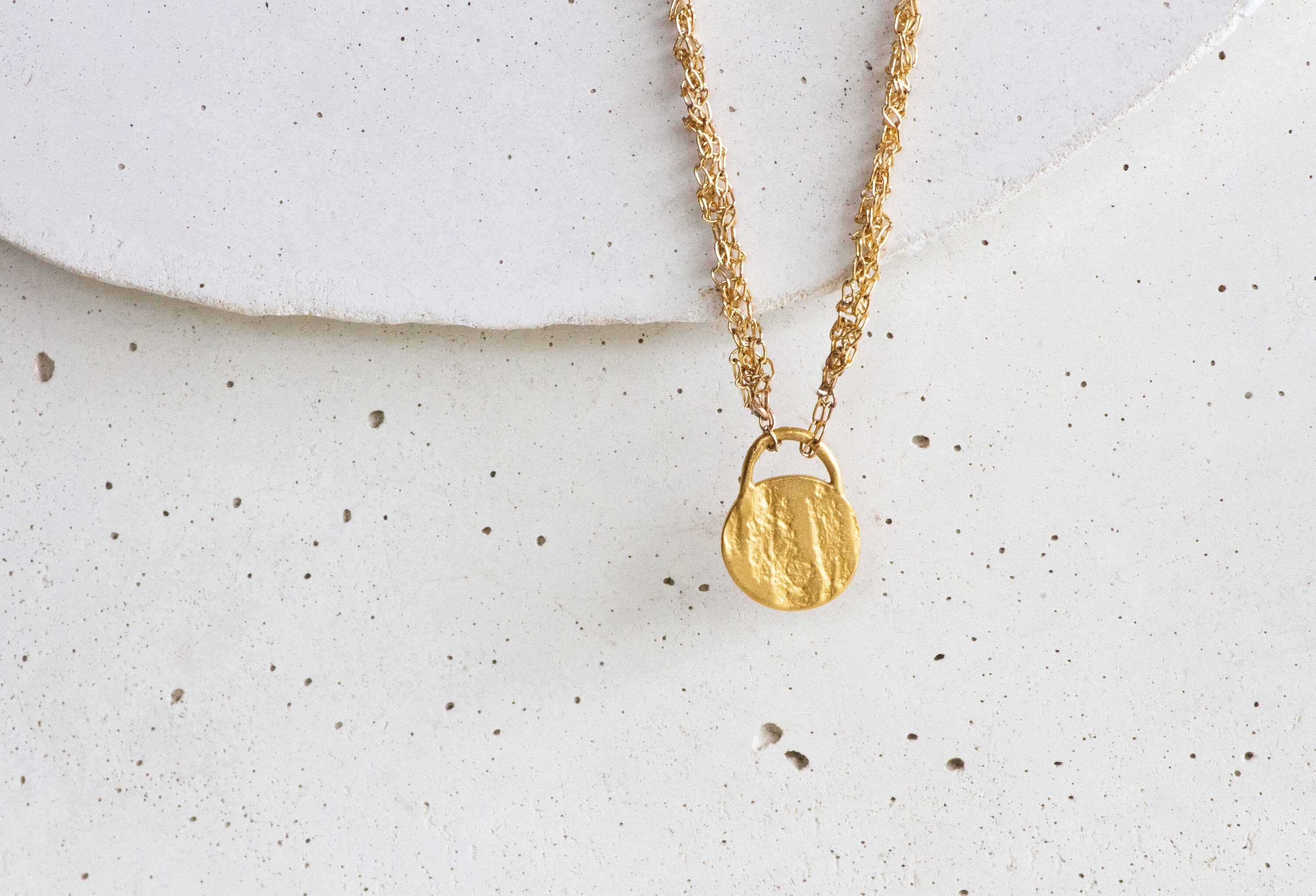 Gold Organic Round necklace Pendant Natural Necklace For | Etsy