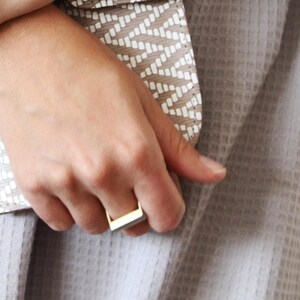 Rectangle Gold Bar Ring, Gold Concrete Ring, Minimalist Concrete Ring ...