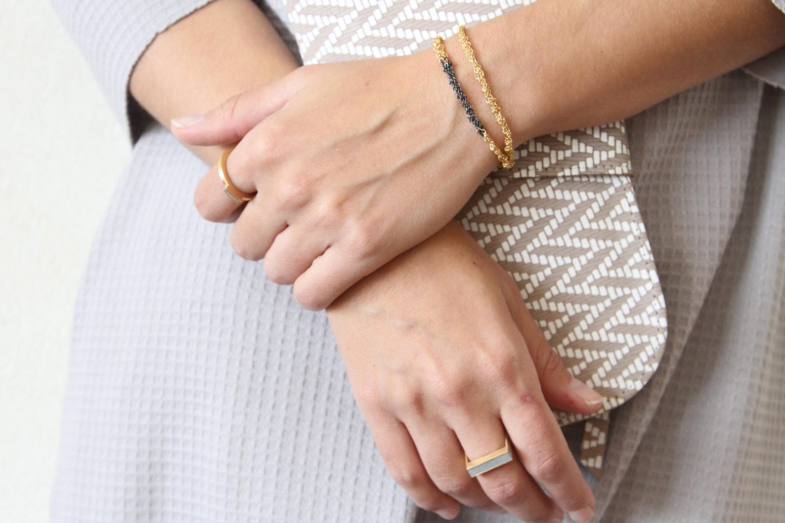 Rectangle Gold Bar Ring Gold Concrete Ring Minimalist - Etsy